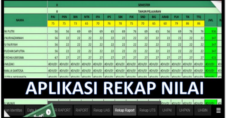 Download Aplikasi Rekap Nilai UAS SD Otomatis Format Excel - BERKAS GURU 25