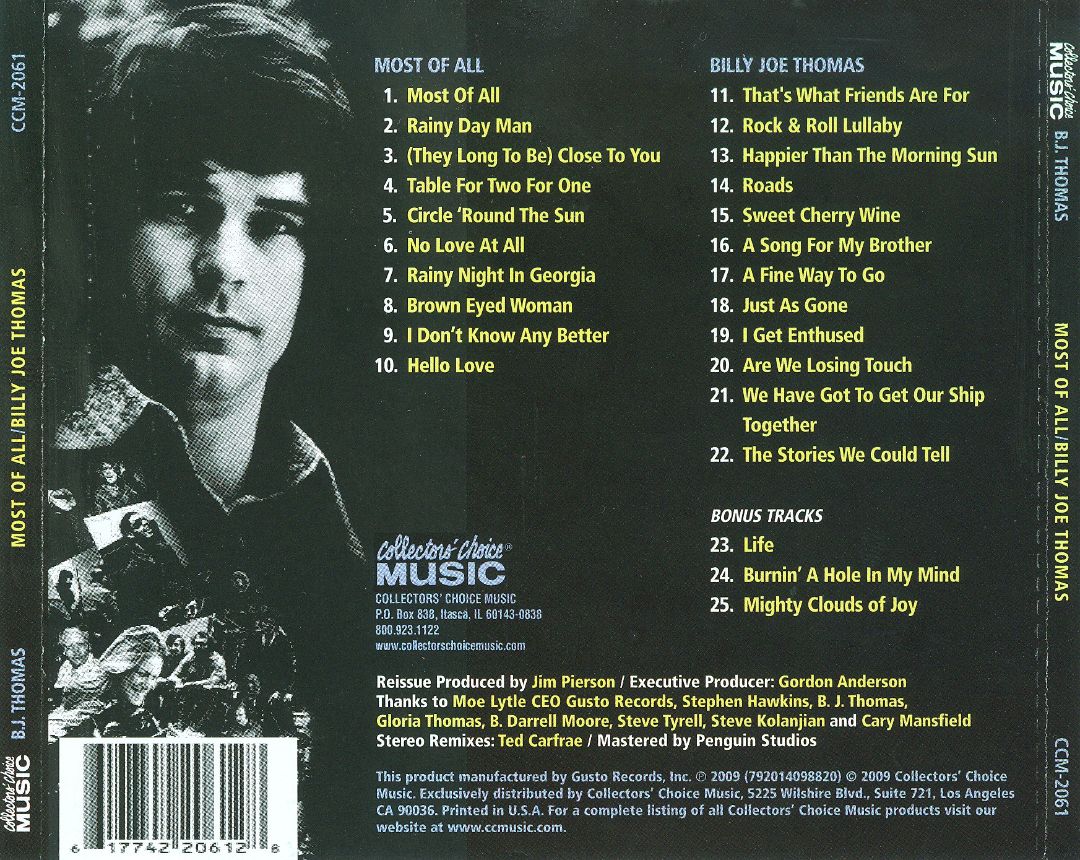 Music Of My Soul: B.J.Thomas-1970-Most Of All-1972-Billy Joe Thomas ...