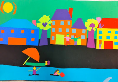 Expression of Imagination: Cut Paper Neighborhood by Sixth Grade