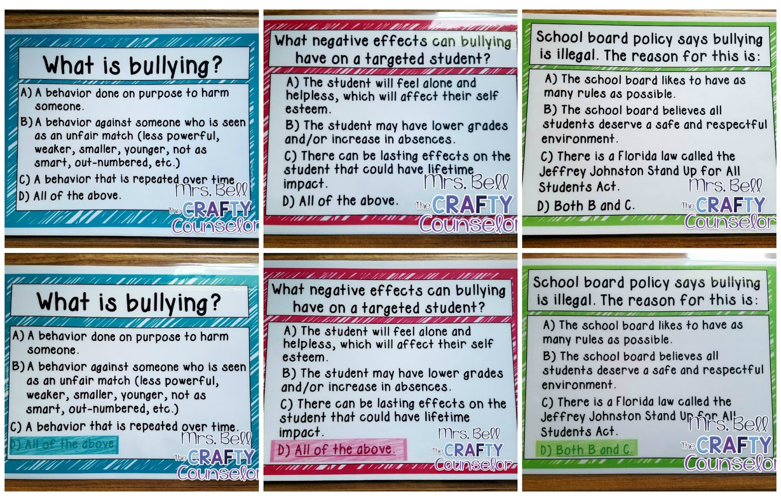 Quiz, Quiz, Trade Bully Cards - Mrs. Bell The Crafty Counselor