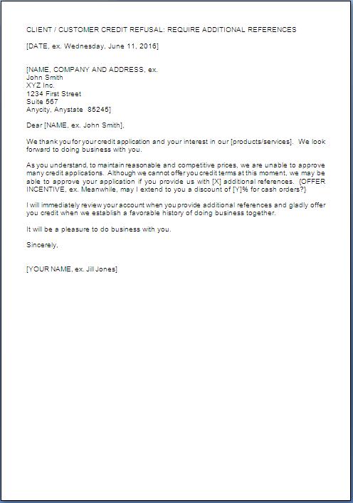 Credit Refusal Letter Sample