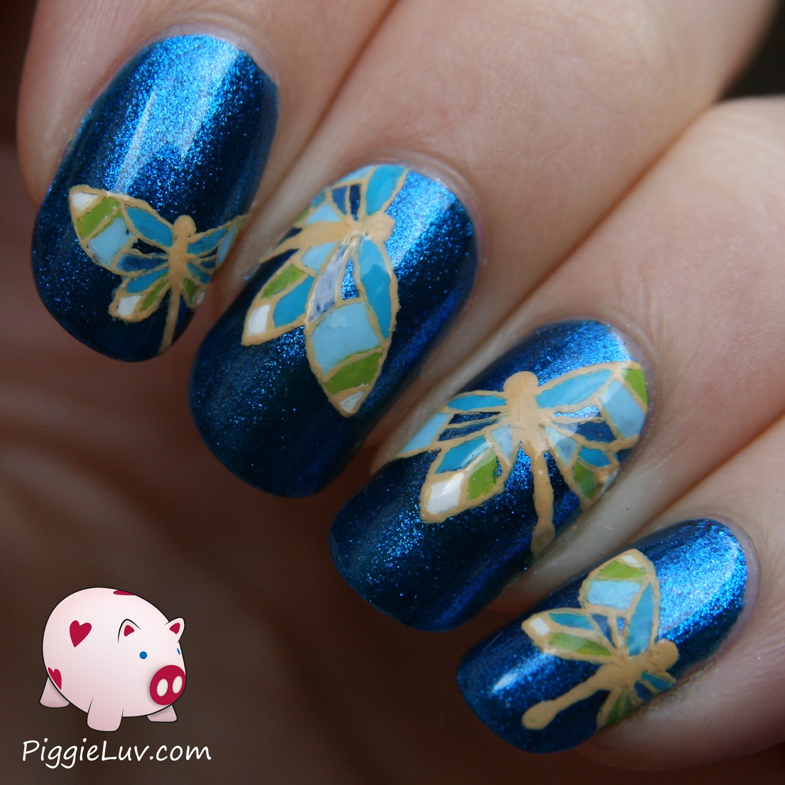 PiggieLuv: Blue dragonfly nails for Autism