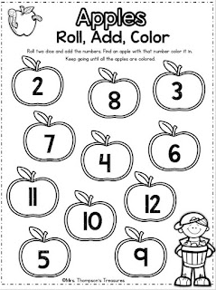 Apples – Roll, Add, & Color – Mrs. Thompson's Treasures