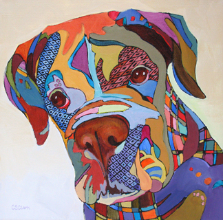 Daily Painters Abstract Gallery: Abstracted Dog Painting, "A Quizzical ...