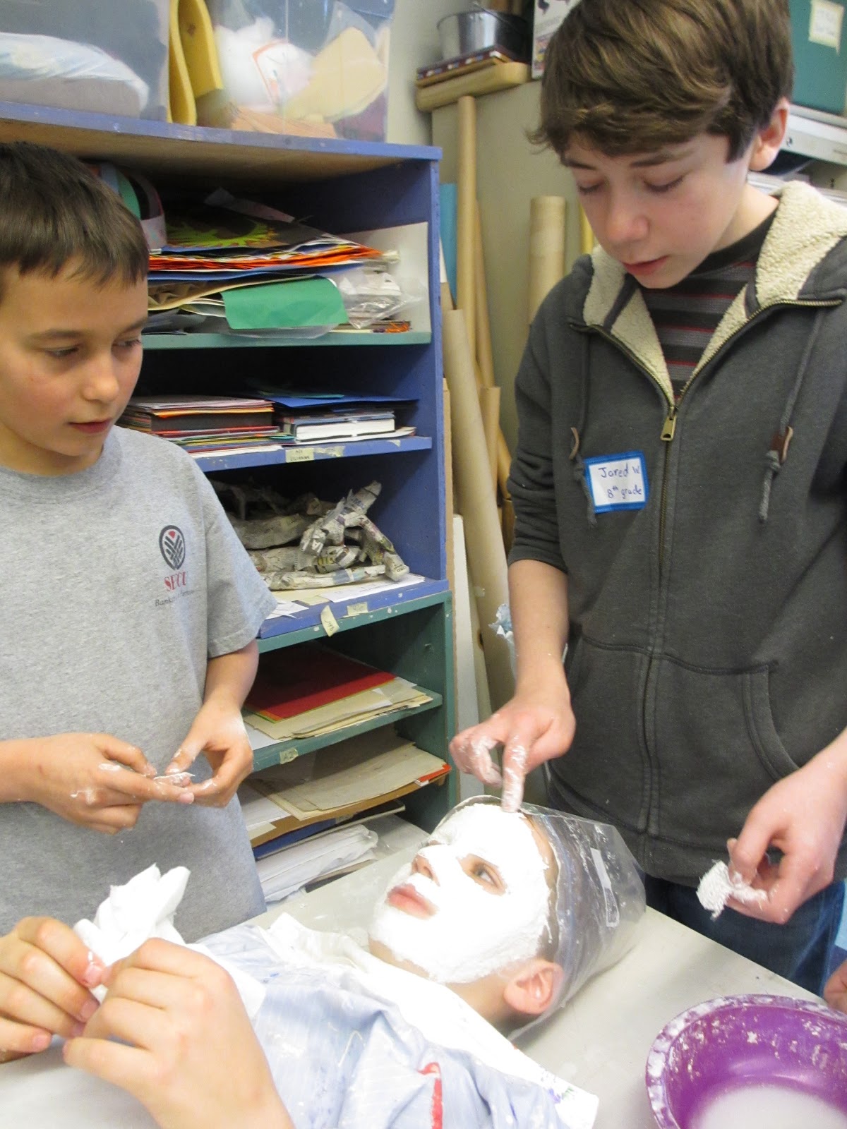 Parker Art: Middle School Students Plaster Their Faces