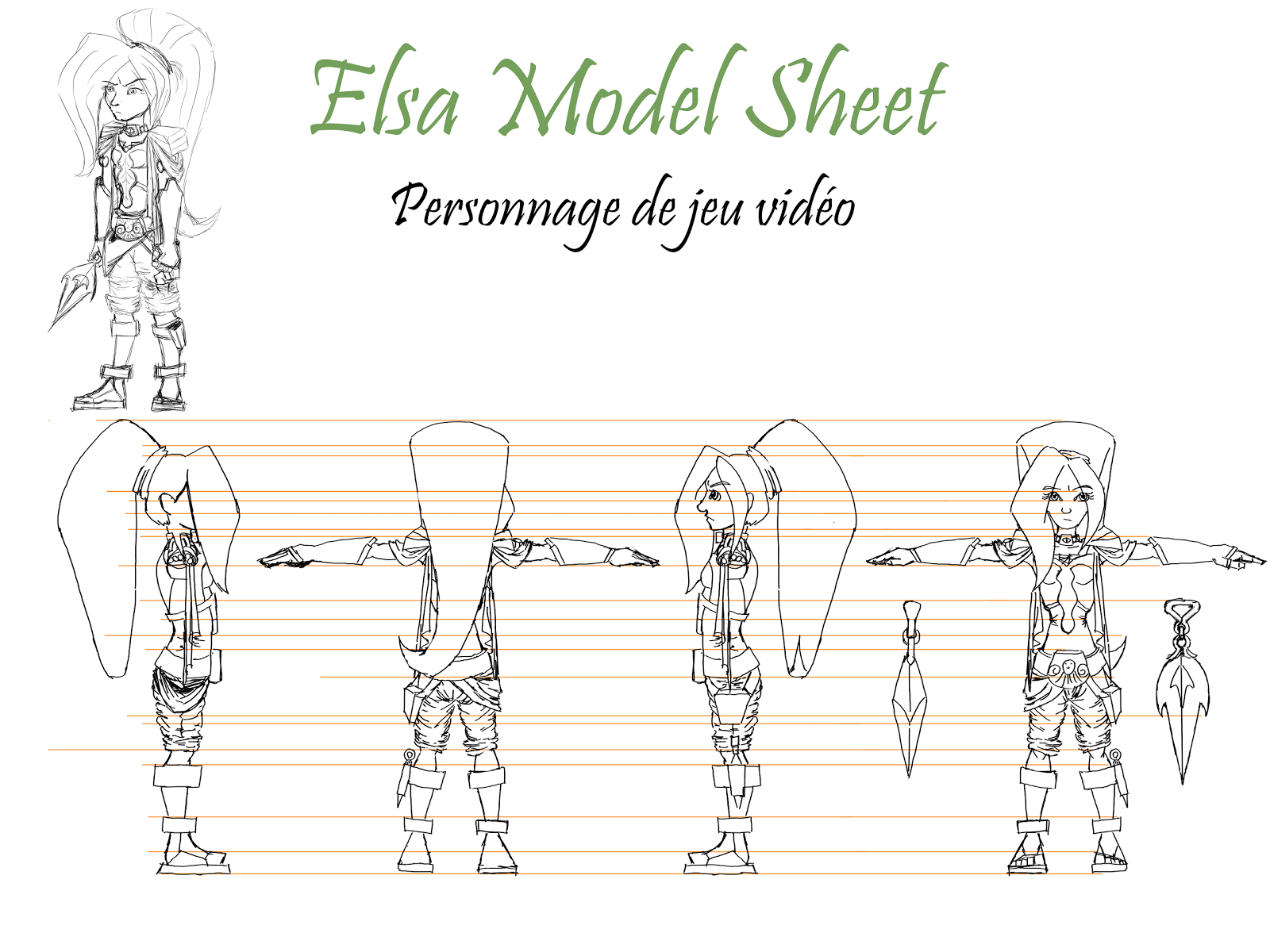 Josée Lanoue: model sheet personnage jeu vidéo