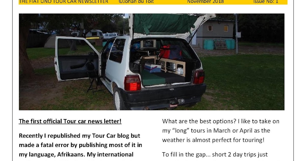 The Uno Tour Car Newsletter: Newsletter Issue No: 1