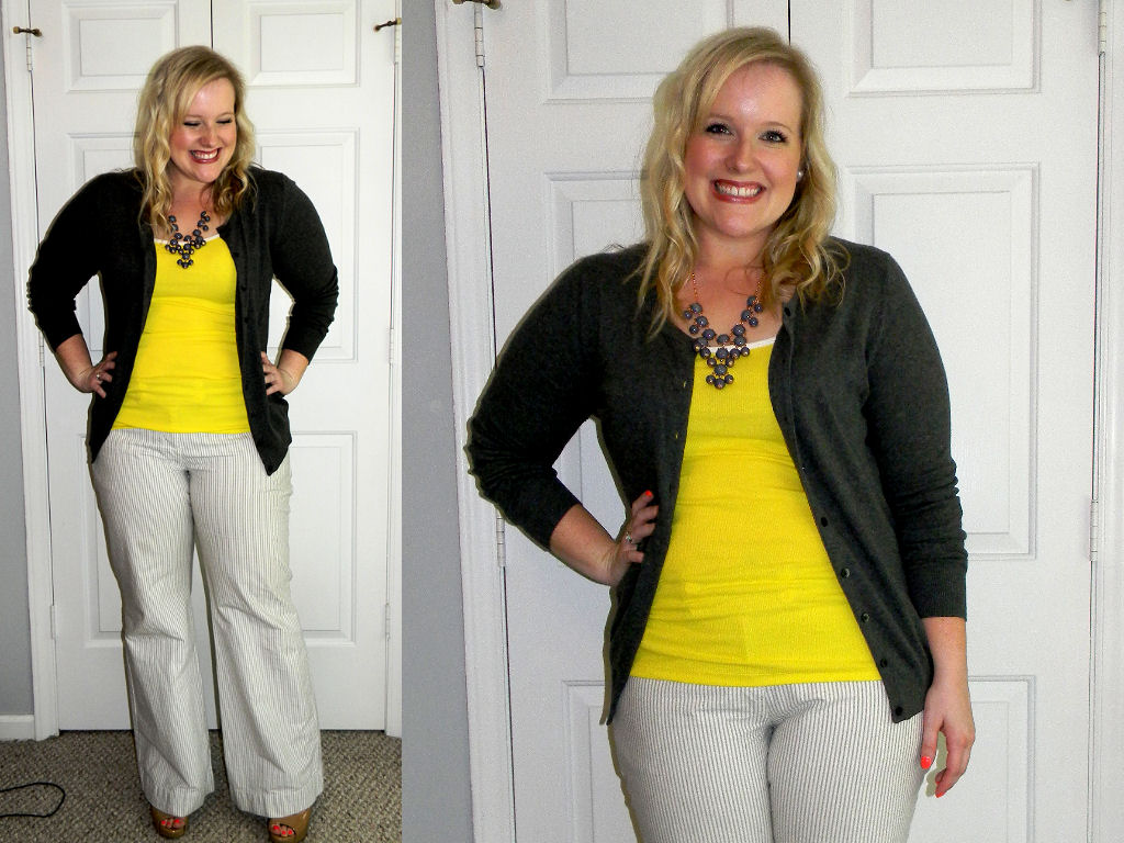 OOTD: Yellow and Gray ~ The Striped Flamingo
