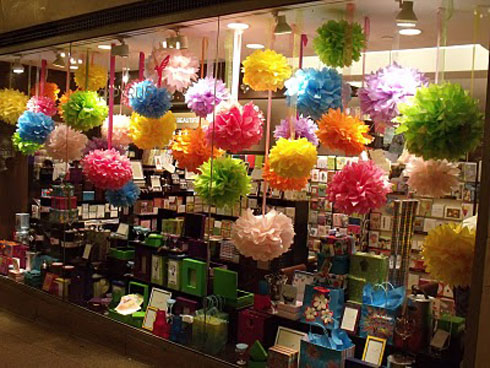 Paper dahlias window display at Poppins, Mackinac Island. #paperart, # ...