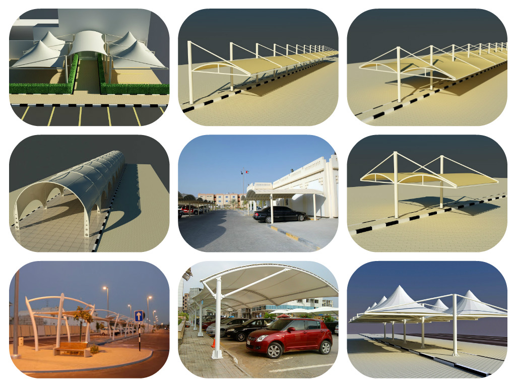 Car Parking Shade In ABU DHABI: Single Pole Car Parking Deign ...