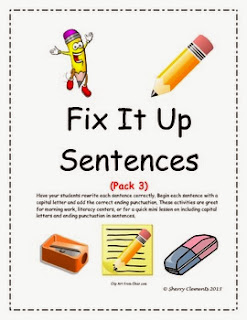 Dr. Clements' Kindergarten : Fix-It Up Sentences (Capital Letters and ...