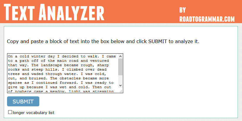 The Road to Grammar Blog: Text Analyser - Updated Version