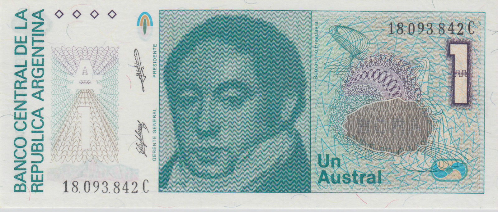 Argentina 1 Austral banknote 1989 Bernardino Rivadavia|World Banknotes ...