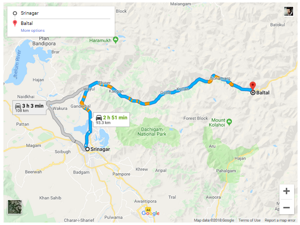Amarnath Yatra Route Map