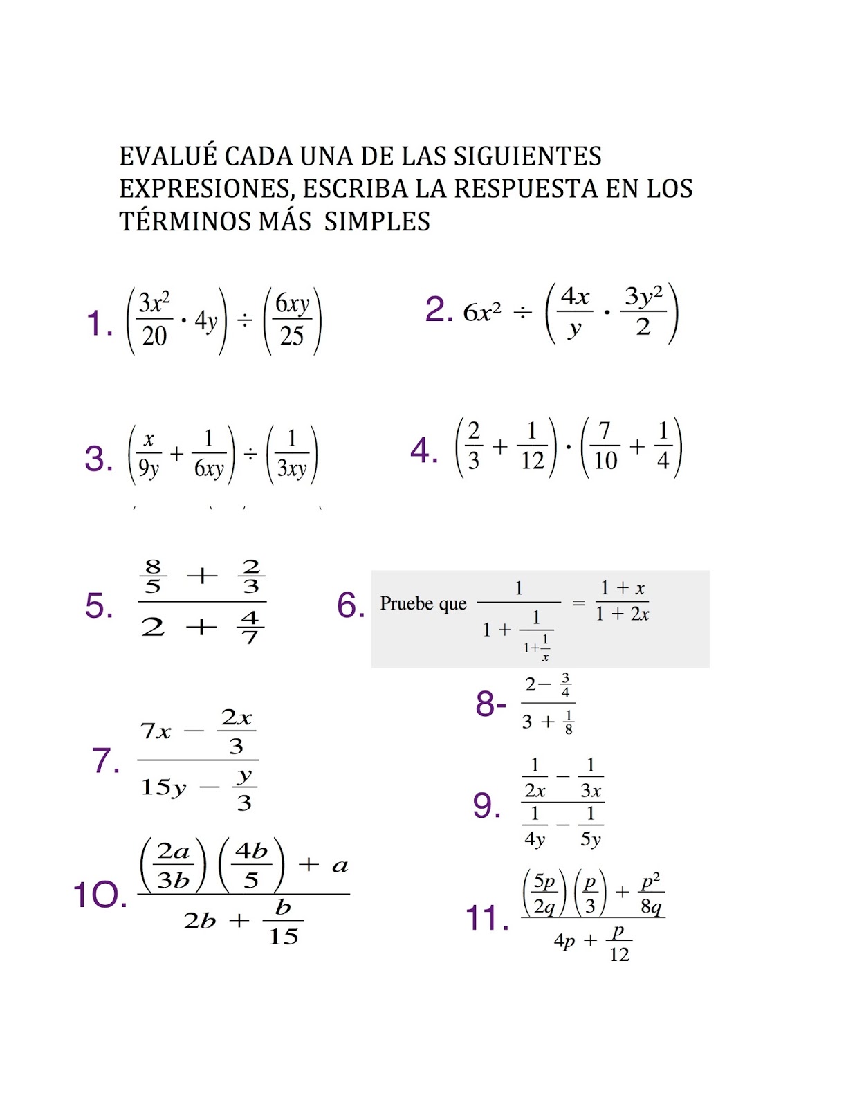 MATEMÀTICAS BASICAS: TALLER 2: MAT. BÁSICAS-OPERACIONES CON FRACCIONES