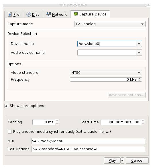 P-Touch fun: Using VLC to play analog tv card