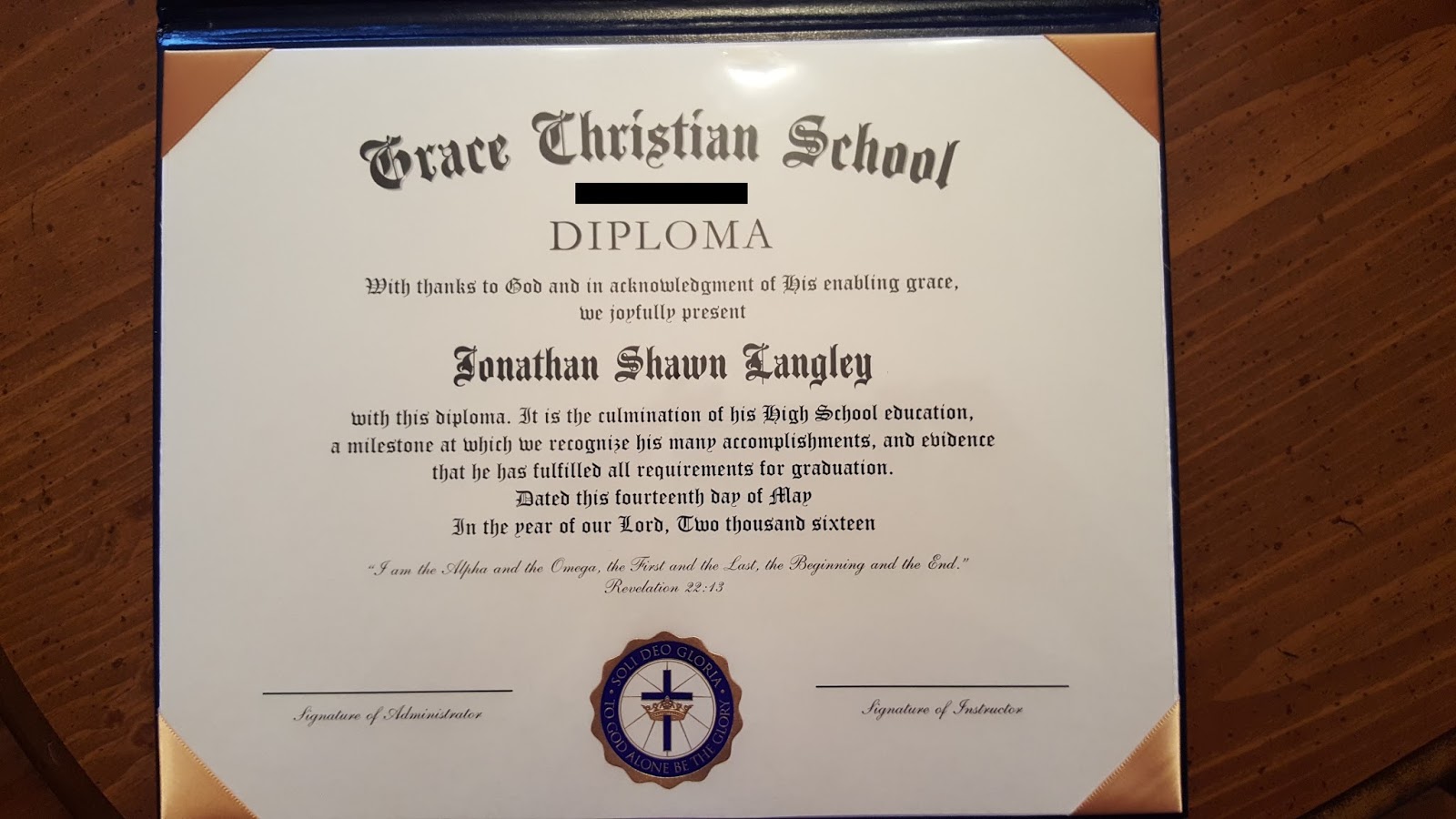 Christian Kindergarten Graduation Diploma
