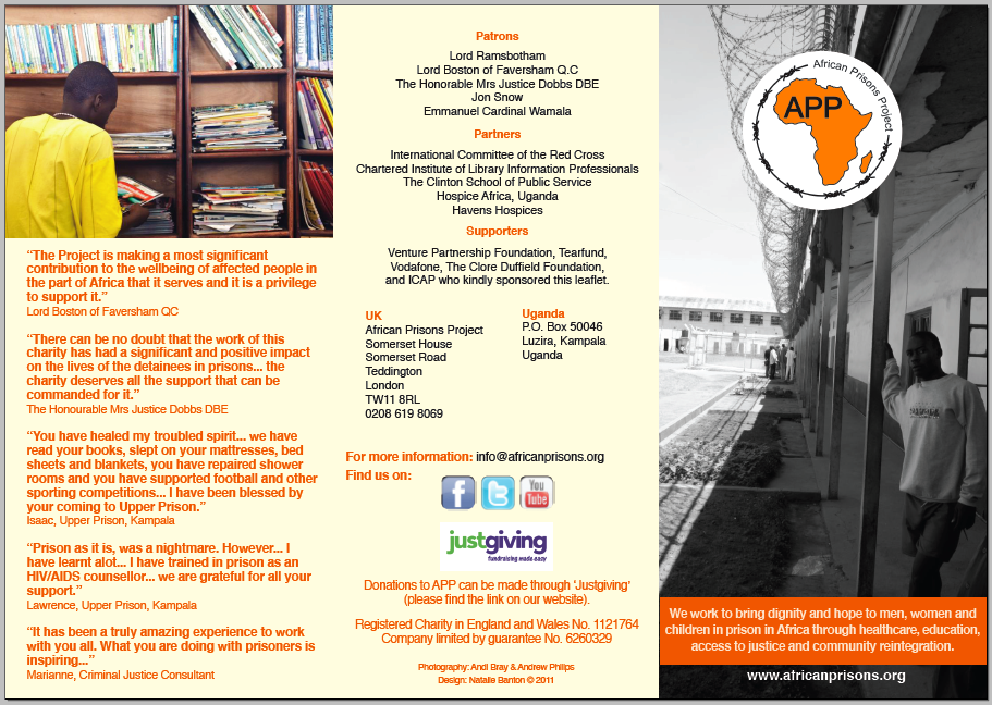 Design By Natalie...: Leaflet designs for the African Prisons Project