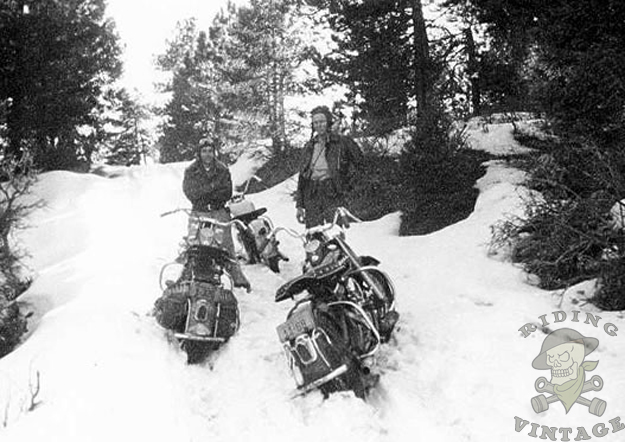 Harley's in the Snow ~ Riding Vintage
