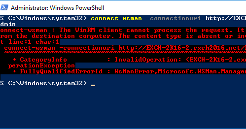 The WinRM client cannot process the request. It cannot determine the content type of the HTTP ...