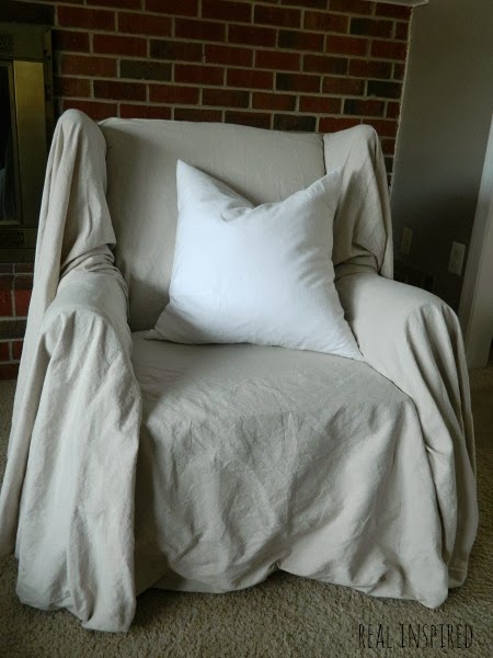 Real Inspired: Shabby Chic Dropcloth Chair Cover