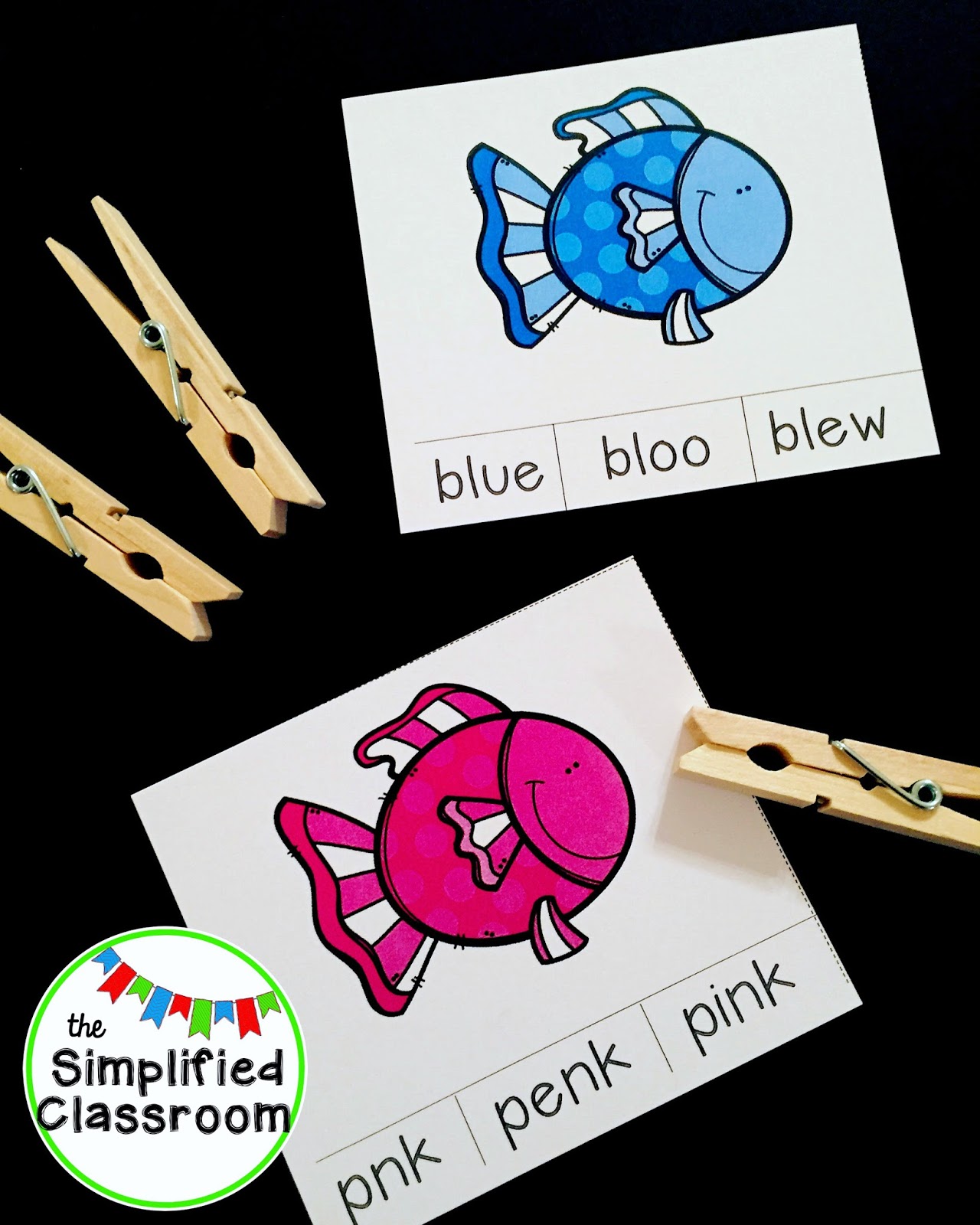 Color Word Clip Cards - The Simplified Classroom