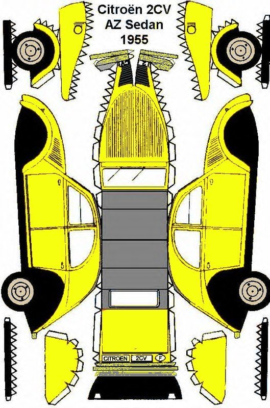 SP. Papel Modelismo: PaperCraft - 1955 Citroën 2CV AZ