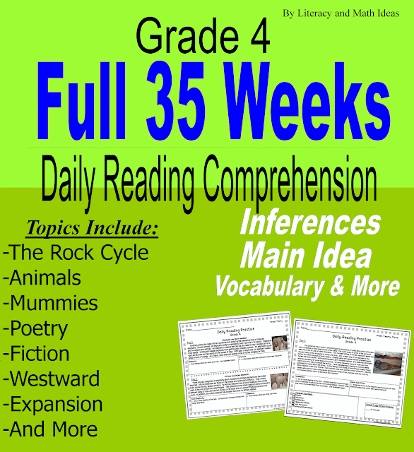 Literacy & Math Ideas: 35 Weeks of Daily Reading Comprehension (Grade 4)