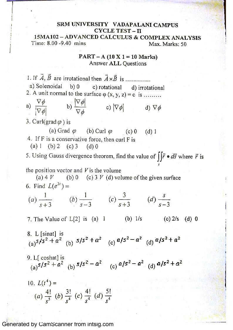 SRM UNIVERSITY - VADAPALANI CAMPUS - ECE DEPT (2015-2016) SEMESTER- 2 ...
