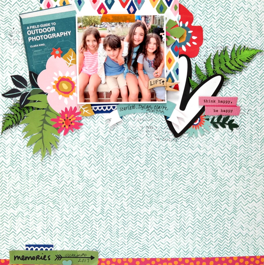 Think Happy, Be Happy Scrapbook Layout - Creative Embellishments