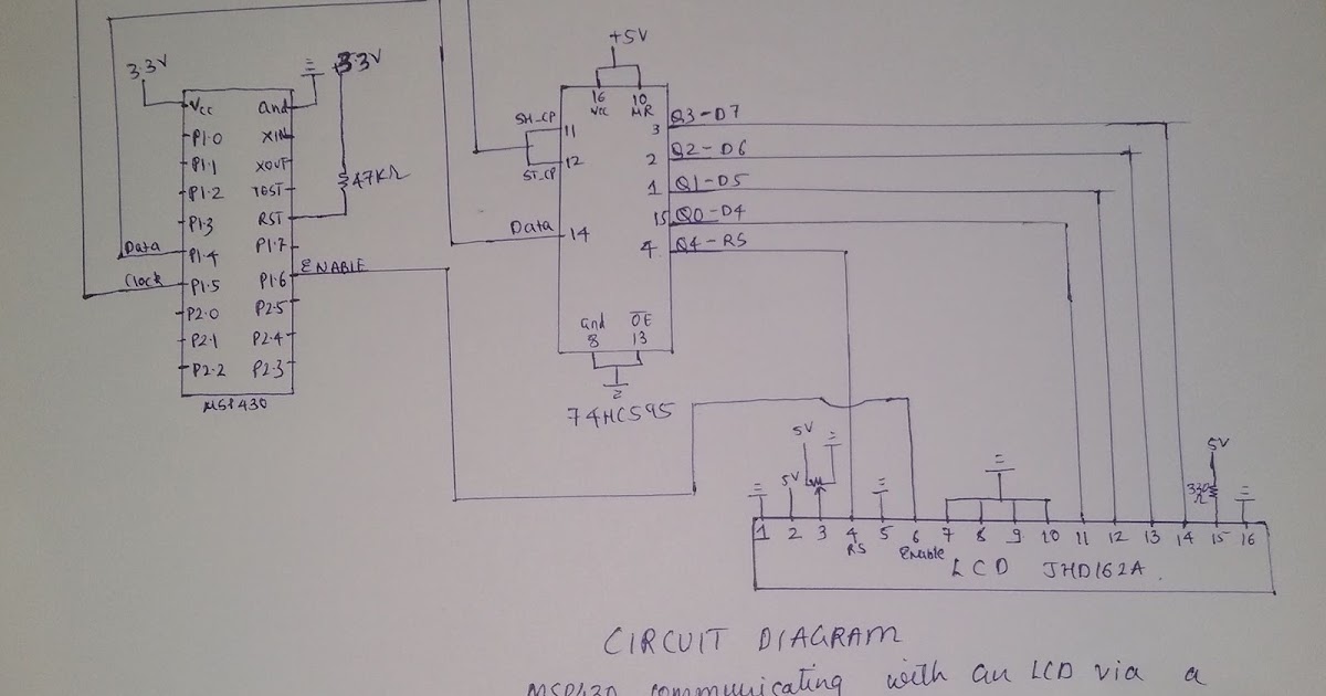 Embedded Systems: Controlling an LCD using MSP430 via a shift register 74HC595