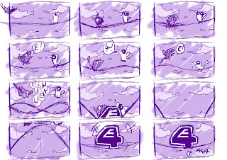 Alex — Advanced Digital Techniques: E4 sting: bird animatics & style frames