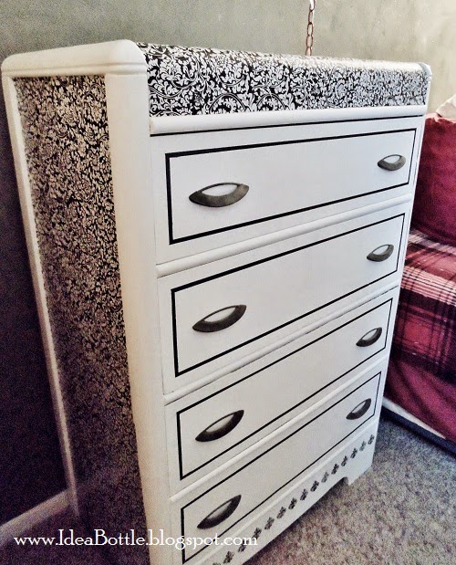 Idea Bottle: Painted Waterfall Dresser - How To Cover Water Damage On A Dime
