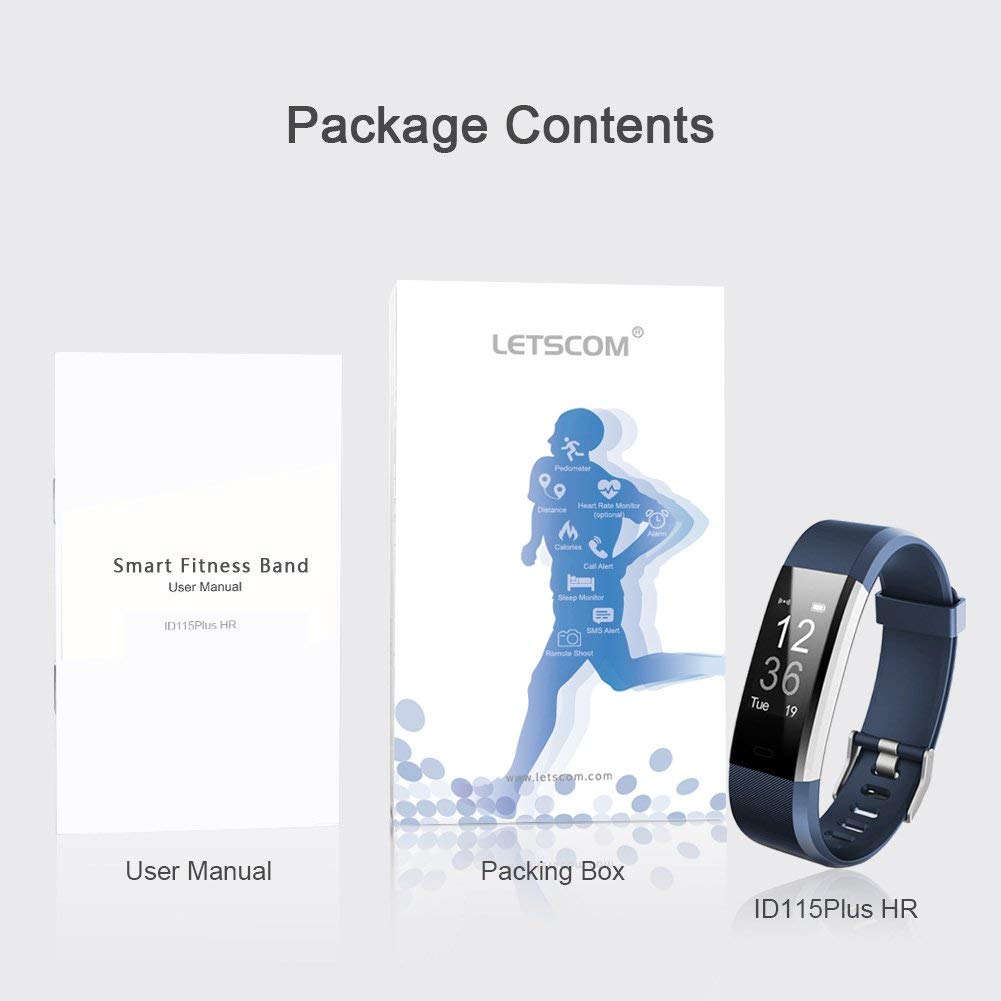 LETSCOM Fitness Tracker HR, Activity Tracker Watch Heart Rate Monitor ...