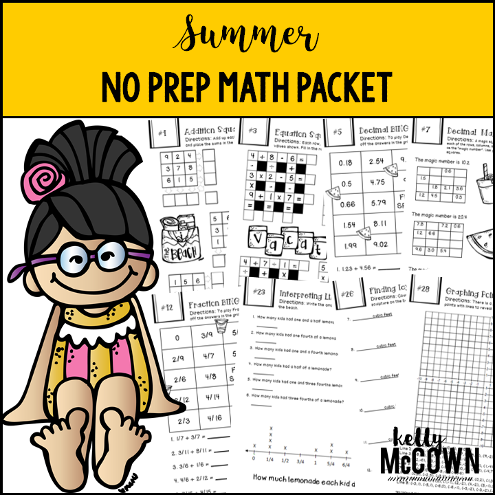 Kelly McCown: Summer Math Packet 5th grade to 6th grade