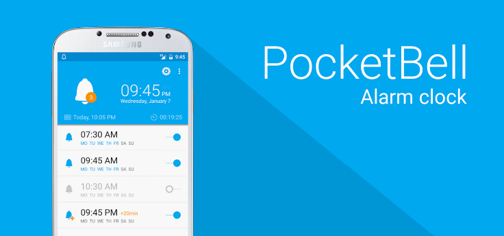 PocketBell: Controla tus alarmas con musica mp3 y radios