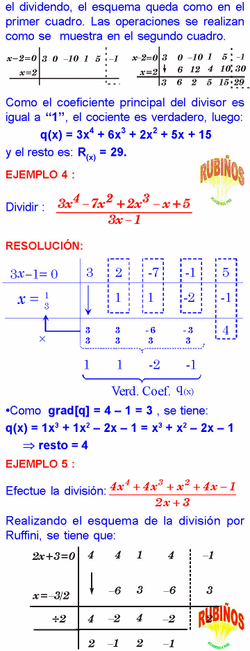 MÉTODO DE RUFFINI EJERCICIOS RESUELTOS ( DIVISIÓN DE POLINOMIOS ) PDF