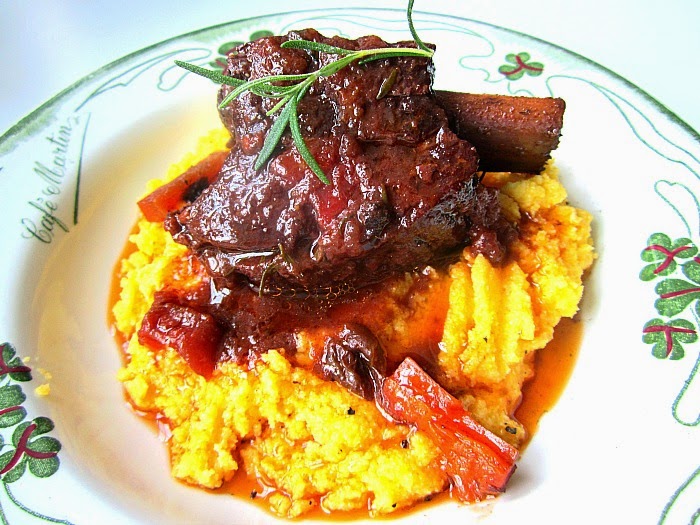 Barolo Braised Short Ribs on Polenta