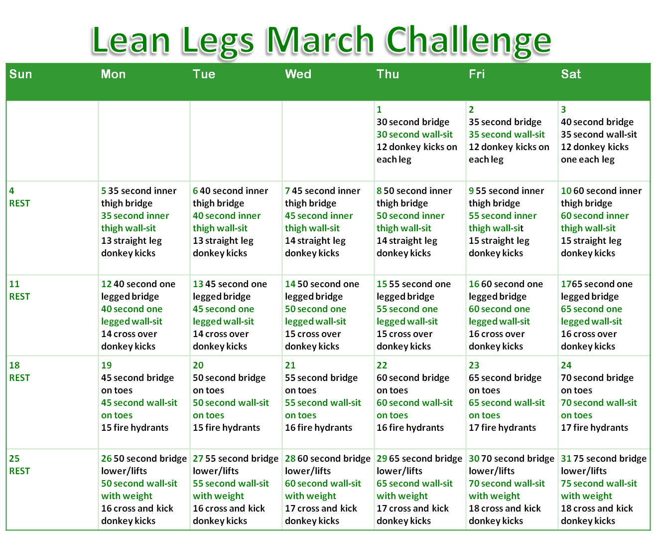 Lean Legs March Week 2 Exercises | Fun, Fit and Fabulous!