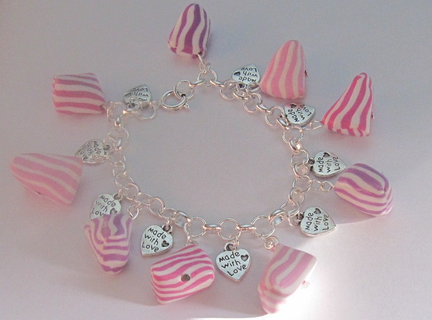 Bijoux de création en pâte fimo: Bracelet berlingots fimo