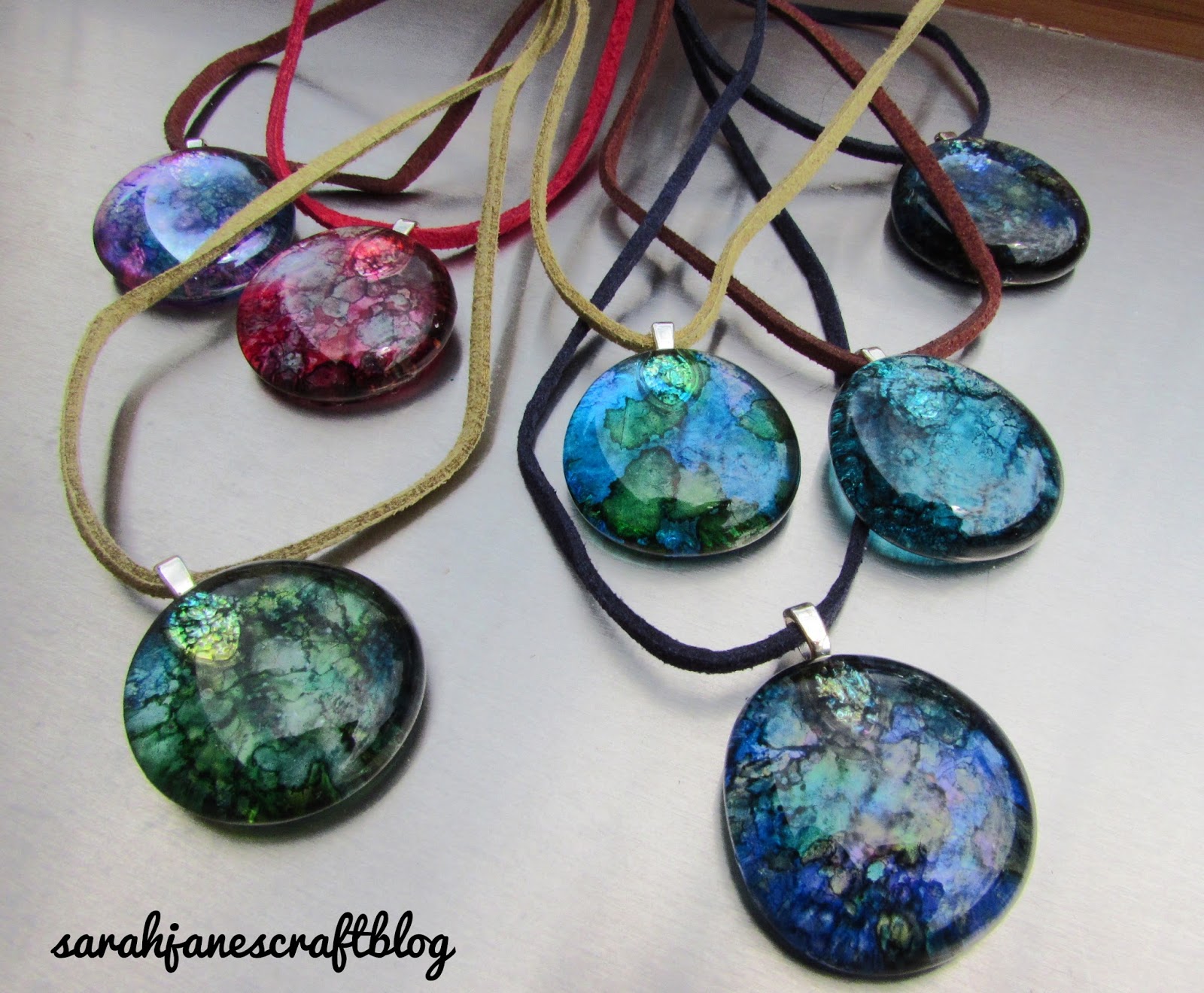 Alcohol Ink Glass Gem Necklaces with Video