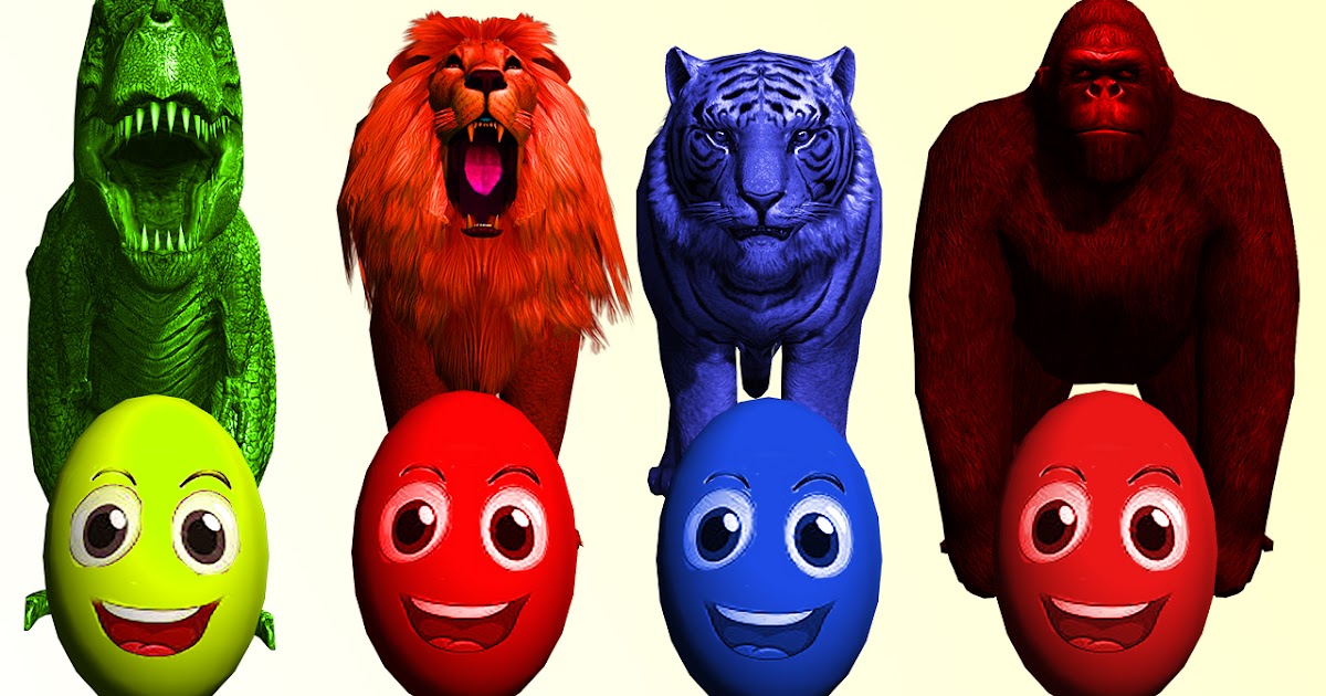 Learn Color Animals Finger Family Song For Children 3D Dinosaur Gorilla ...