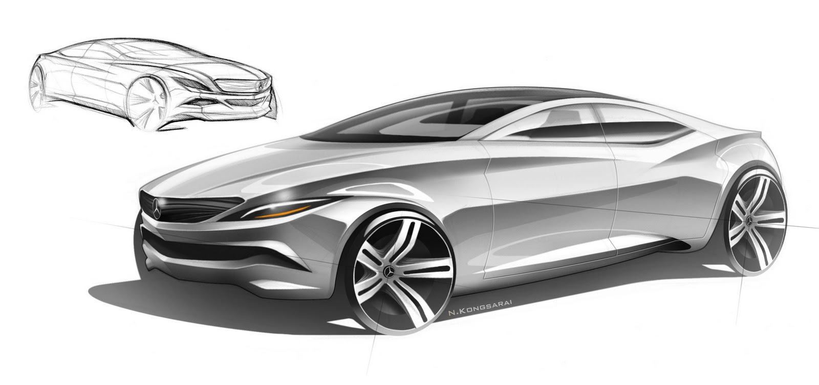 Nonthawat Kongsarai: Mercedes Benz Sketches Study.