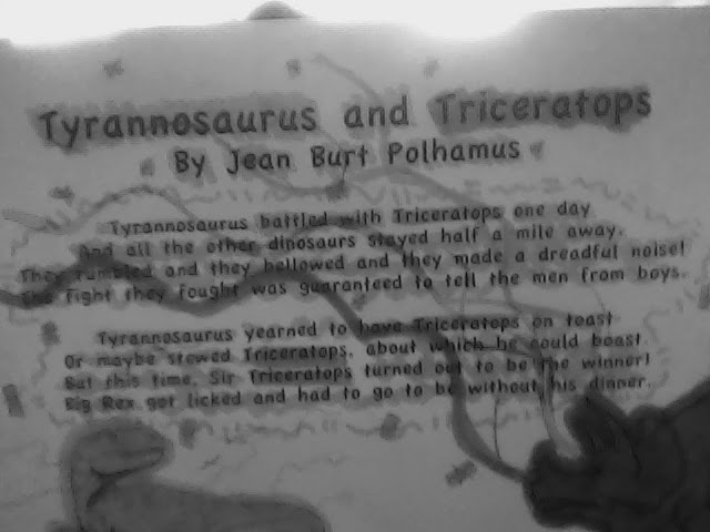 Chardonnay @ Tamaki Primary School: Tyrannosaurus And Triceratops Poem
