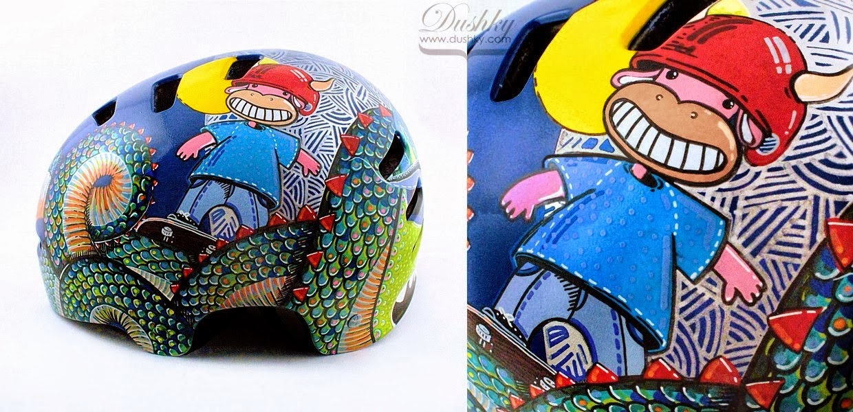 custom geometric dragon helmet