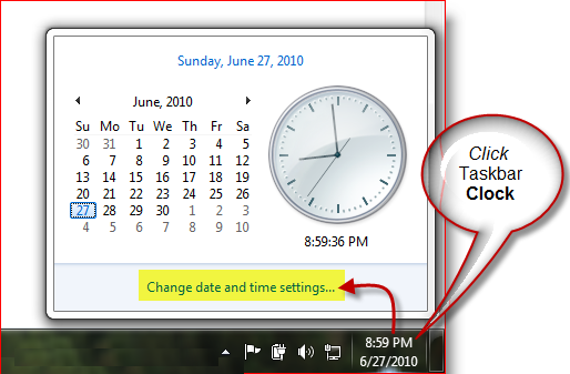 Setting Additional Clocks on Taskbar