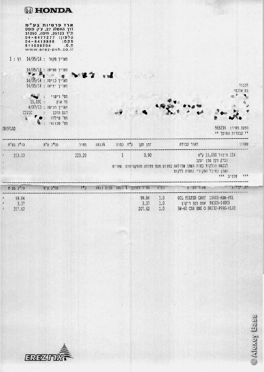 New Honda Civic Hatchback Mk9 2013: 15K service