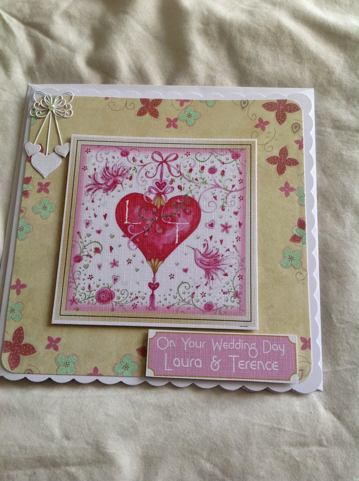 honeybee: Pink Heart Wedding Card