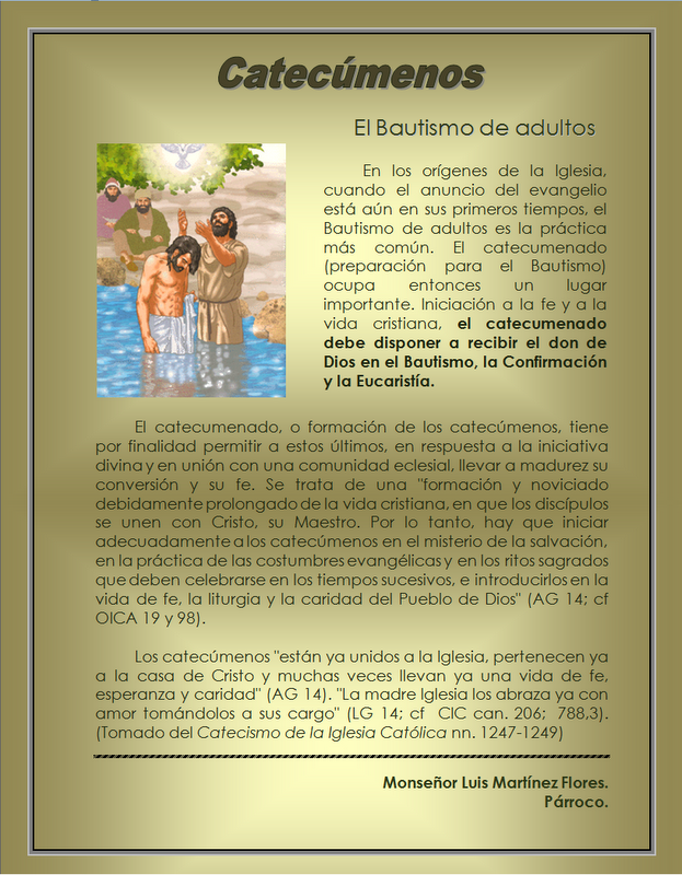 "Parroquia de los Doce Apóstoles": CAPSULA DE LITURGIA - CATECÚMENOS