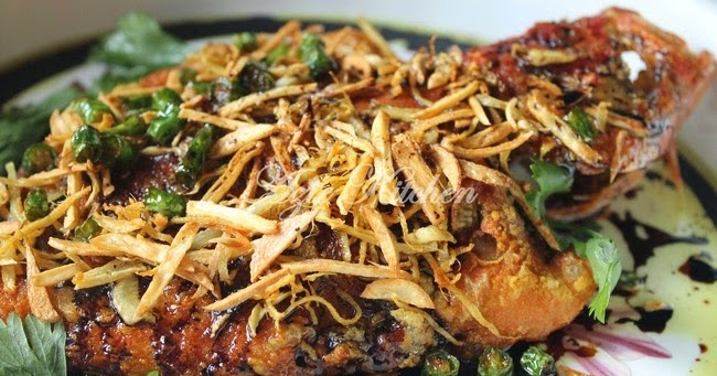 Ikan Kerapu Bara Goreng Halia Dan Bawang Putih - Azie Kitchen